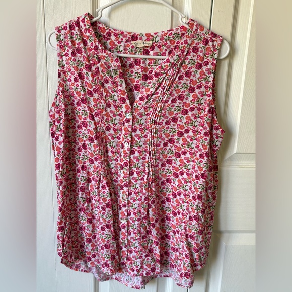 Jane and Delancey | Tops | Jane And Delancey Red Floral Sleeveless Top ...